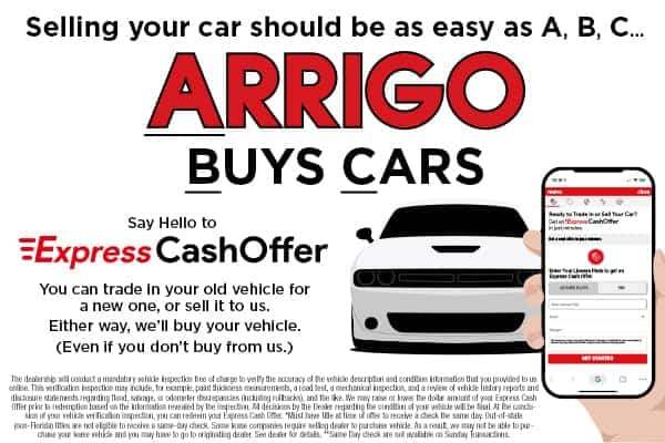 Arrigo Buys Cars For More | Arrigo CDJR at Sawgrass