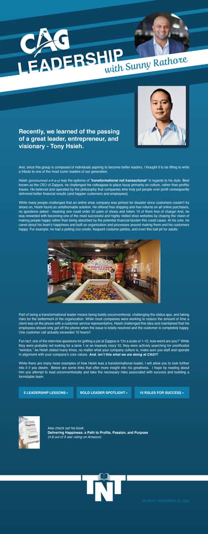 Zappos: Remembering Tony Hsieh | Continental Automotive Group