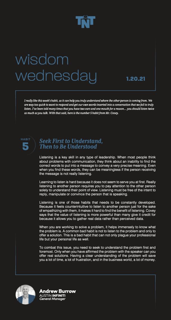 Wisdom Wednesday - Habit 5 "Seek First to Understand, Then to Be ...