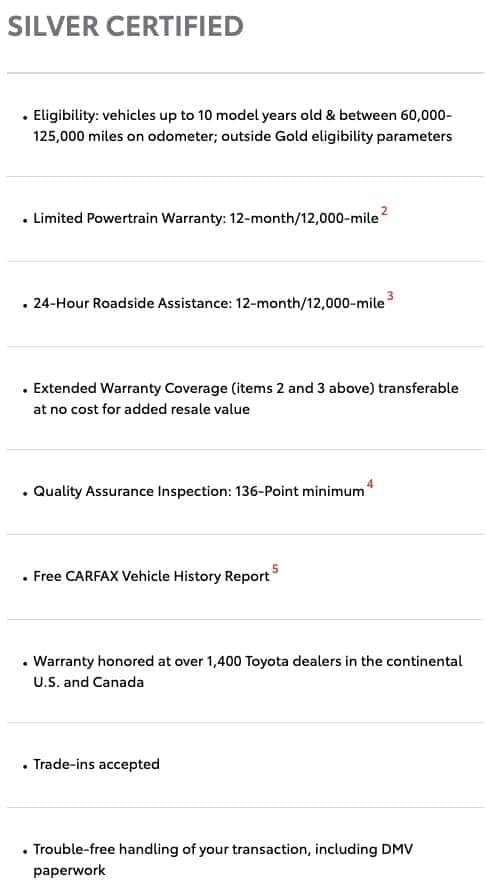 Toyota Certified Used Vehicles Certified Silver Gets Exposed